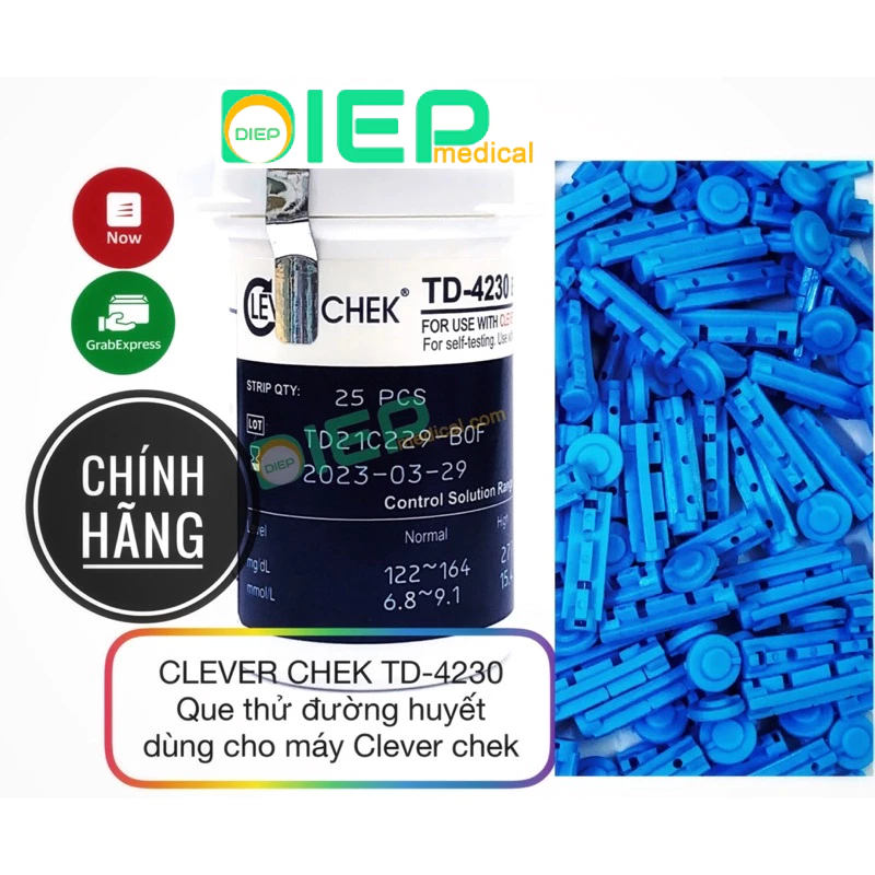 CLEVER CHEK TD-4230 (25 QUE + 25 KIM) - Que thử đường huyết dùng cho ...