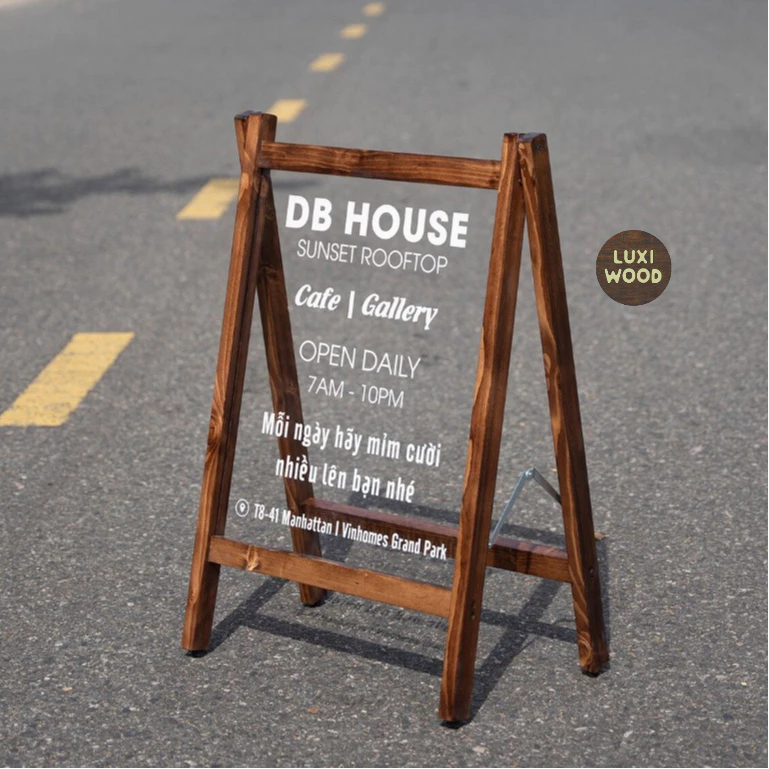 Standee mica viền gỗ vintage - Free thiết kế nội dung - LUXI DECOR ...