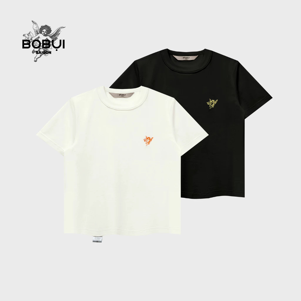 Áo thun Baby Vải Slub BOBUI Basic thêu logo Angel | Shopee Việt Nam