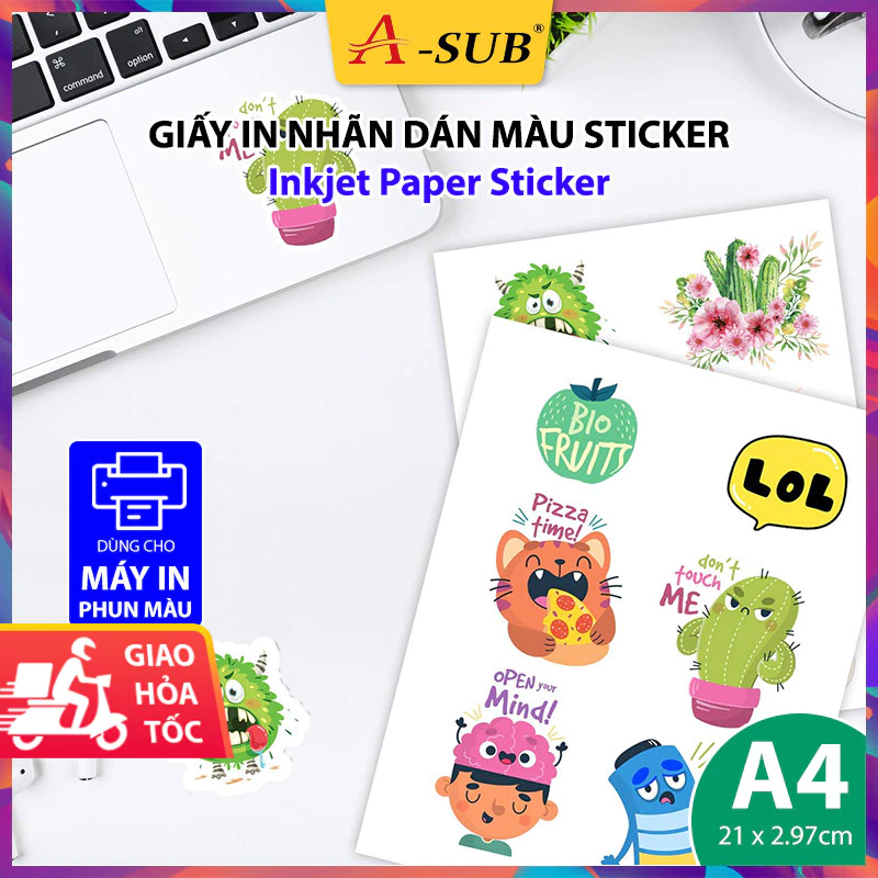 Giấy Decal A4 In Màu A-Sub Khổ A4 20 Tờ Decal Giấy Dùng Cho Máy In Phun ...