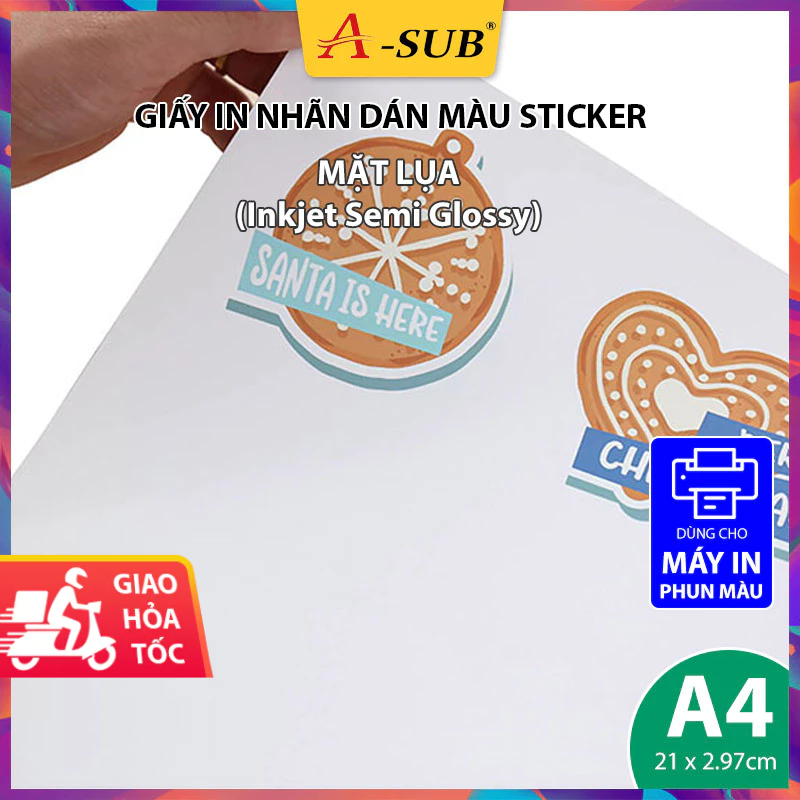 Giấy Decal A4 In Màu A-Sub Mặt Lụa (Semi Glossy) A4 135gsm 20 Tờ, Paper ...