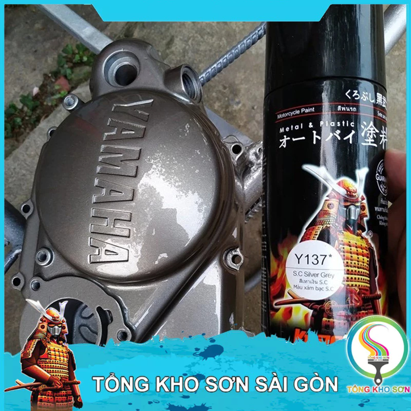 Chai sơn xịt lốc máy Y137 xám bạc Samurai Paint chuyên dành cho son ...
