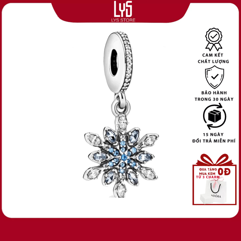 Charm bạc Crystalized Snowflake Dangle Charm Blue Moments hoa tuyết ...