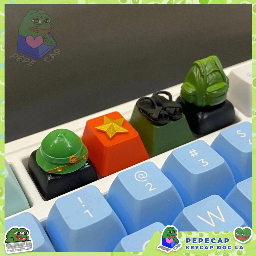 Keycap Set Chú Bộ Đội - Nút bàn phím Cờ Việt Nam - Mũ cối - Balo bộ đội ...