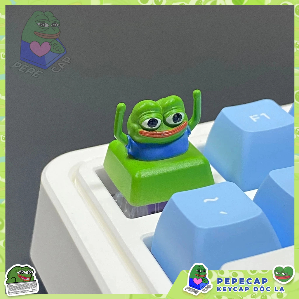 Keycap Ếch Pepe hooray - Happy Pepe frog - Ết pepe vui vẽ - Nút bàn ...