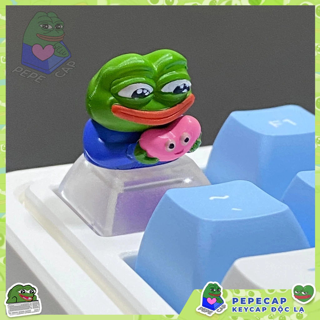 Keycap Ếch Pepe yêu - Love Pepe frog - Pepe ôm tim - Nút bàn phím meme ...