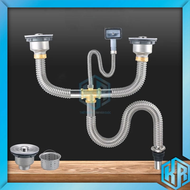 Bộ Xiphong Inox Chậu Rửa Bát 110mm Chống Chuột Cho Chậu Rửa Bát 2 Hố ...