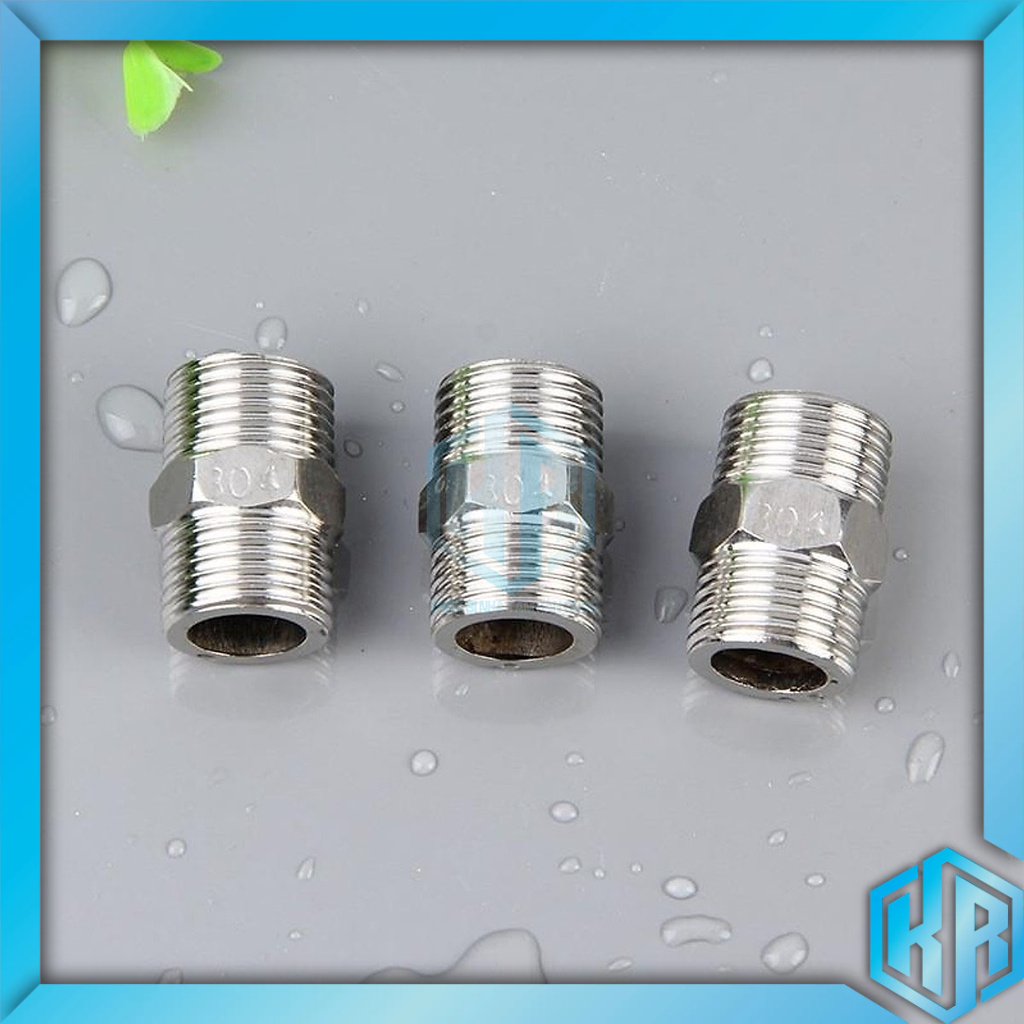 Kép Inox 304 Phi 21 [dn15-21"] nối 2 đầu ren ngoài Inox đúc - hàng bóng cao cấp | Shopee Việt Nam