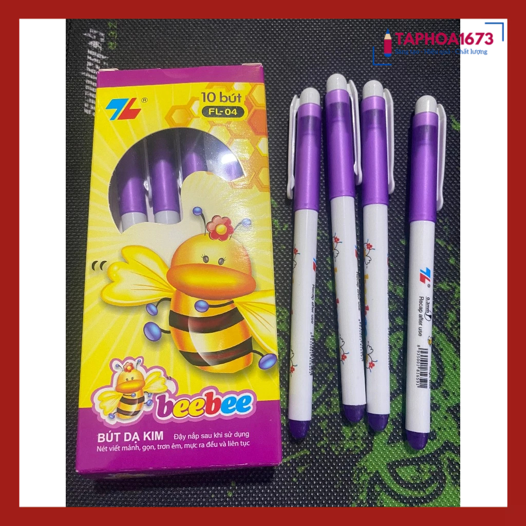 Bút Dạ Kim BEE BEE Tím TL FL-04 Trơn Êm (Hộp 10 Chiếc) | Shopee Việt Nam