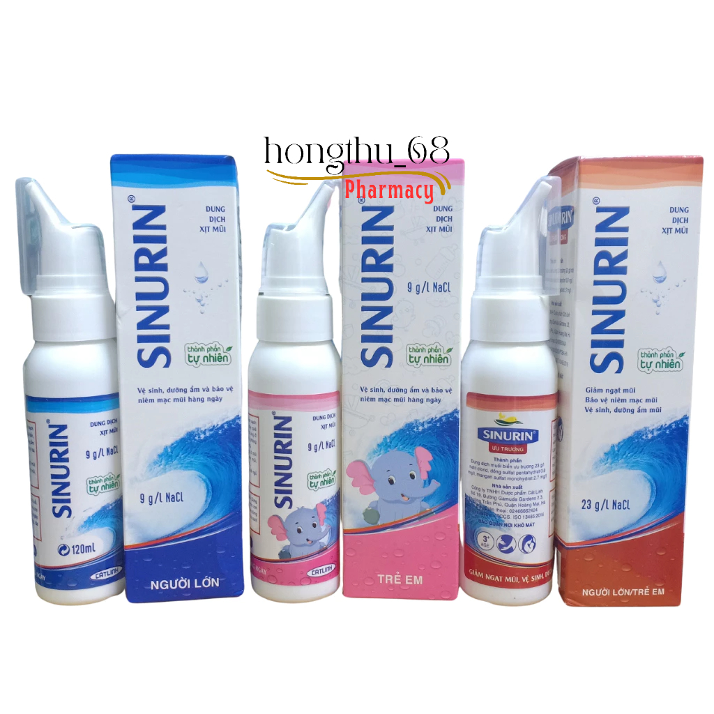 Dung dịch xịt mũi SINURIN trẻ em/người lớn chai 120ml giảm nghẹt mũi ...
