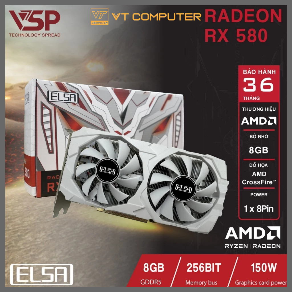 Card màn hình VGA ELSA Radeon RX 580 8GB GDDR5 NEW CHÍNH HÃNG BẢO HÀNH ...