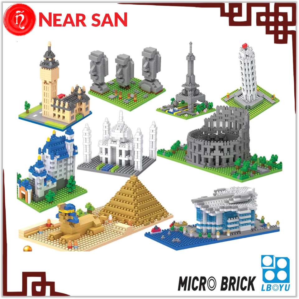 mô hình lắp ráp khối gạch nhỏ xếp hình kiến trúc thế giới LBOYU micro ...