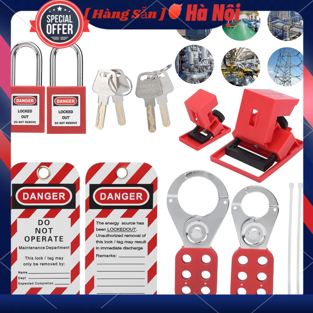 Lockout Kit Bộ khóa loto Lockout Tagout Kit Đa năng với Thẻ cảnh báo ...