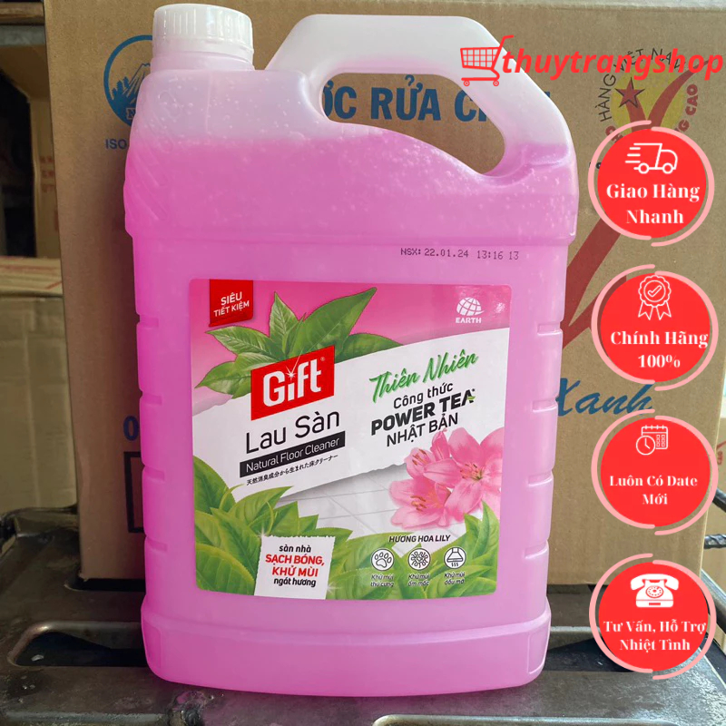 Nước Lau Sàn Gift Màu Hồng Can 3,8kg | Shopee Việt Nam