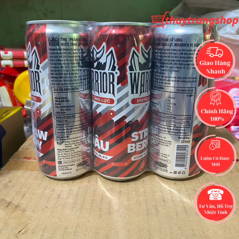 Lốc 6 Lon Warrior Dâu (Sting Thái ) Lon 330ml | Shopee Việt Nam
