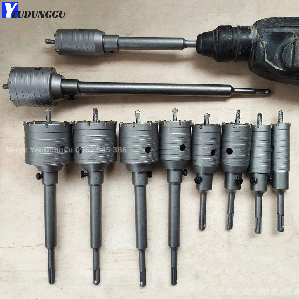 Mũi Khoan Rút Lõi Tường Bê Tông(Tường Gạch) Đủ Kích Thước Từ 30-90mm - Cán Dài 110/200/320/400mm ...