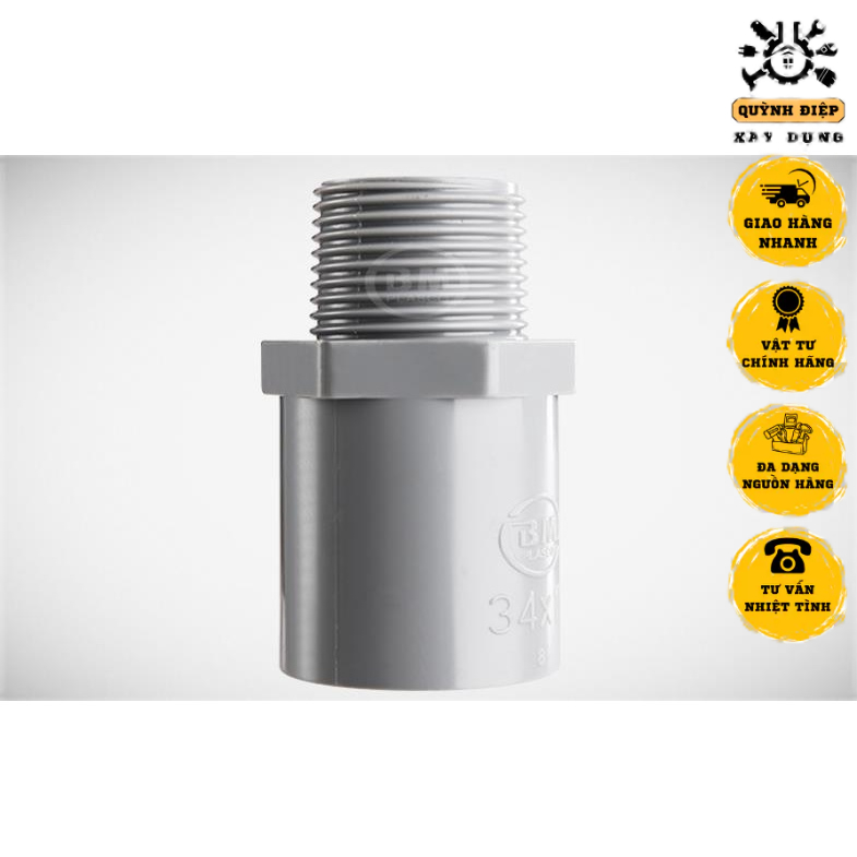 Nối ren ngoài 42 - 49 - 60 PVC BM (Plastic male threaded socket 42 to ...