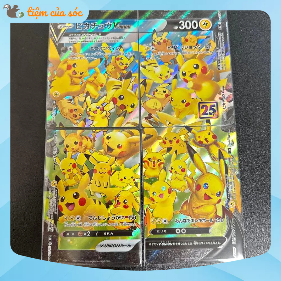 [Chính hãng] Set 4 thẻ bài Pokemon TCG Pikachu V-union - RRR - s8a 027/028 tiếng Nhật tặng ...