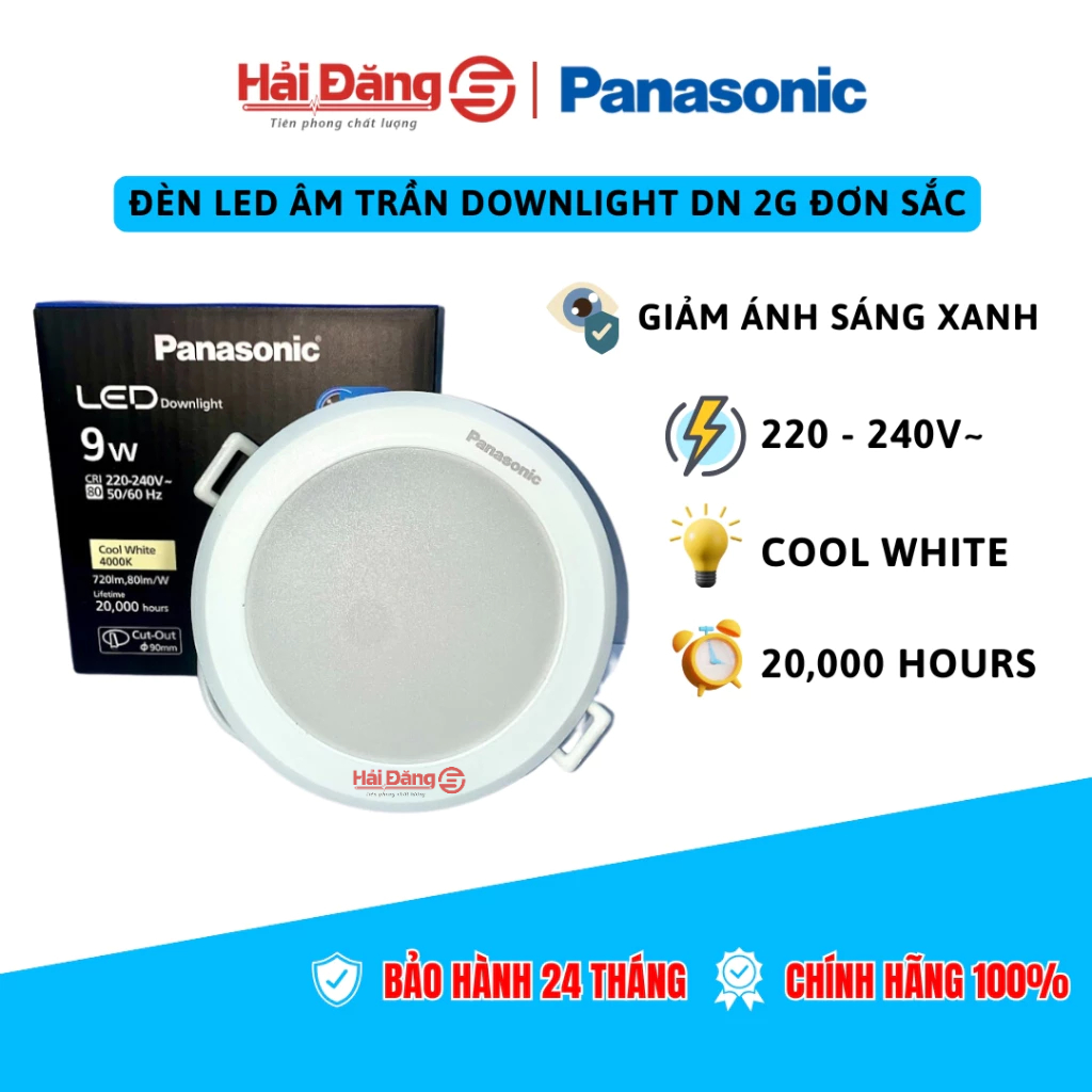 Đèn LED âm trần Panasonic Công suất 6W, 9W, 12W - Đèn Downlight DN 2G đơn sắc, loại bỏ ánh sáng ...