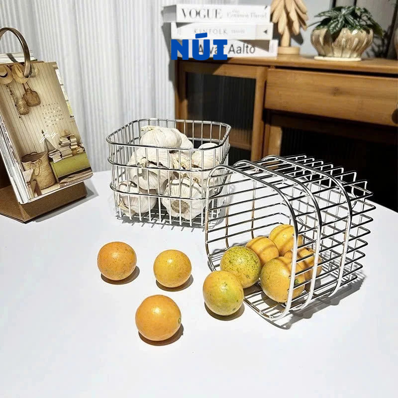 Giỏ inox đựng củ,quả, hành tỏi nhà bếp inox 304 KT 11x11x10cm Cứng cáp ...