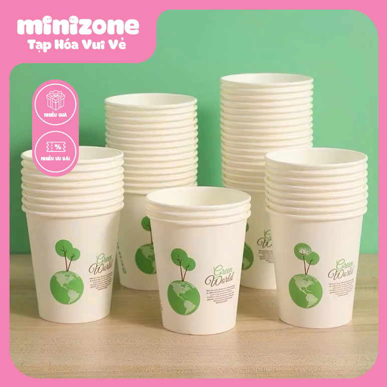 Cốc Giấy Dùng 1 Lần, Set 50 Cốc Giấy, Ly Giấy Chịu Nhiệt 235ml An Toàn Dùng Uống Nước, Trà, Cafe ...