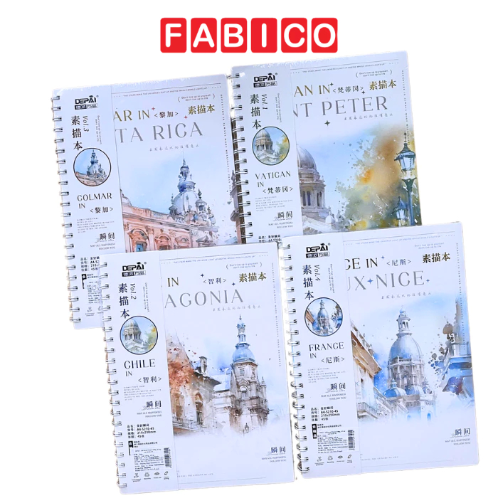 Sổ vẽ phác thảo 45 tờ Depai 100gsm - Gáy lò xo A4 - Sổ vẽ không kị tẩy ...