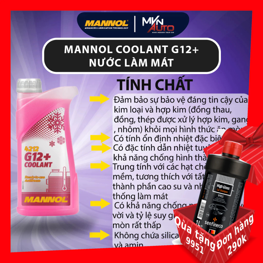 Mannol 4212 Nước Làm Mát Đỏ Xanh Cao Cấp - Mannol Coolant Red/Green G12 ...