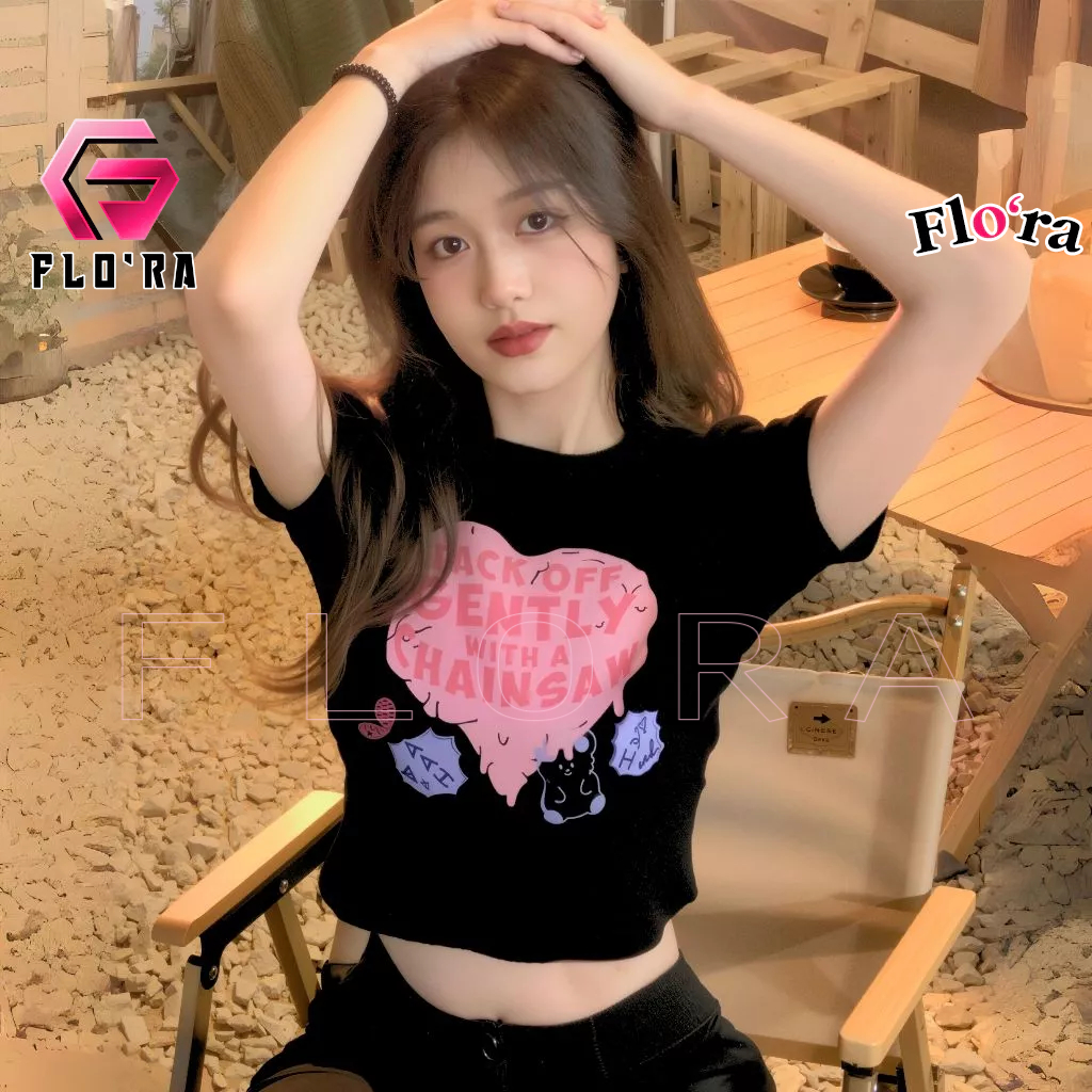 Áo Croptop GENTLY Chất Thun Borip Kiểu In Hình Sexy CR123, Áo Thun Nữ Ôm Body Đẹp Tôn Dáng Flo ...