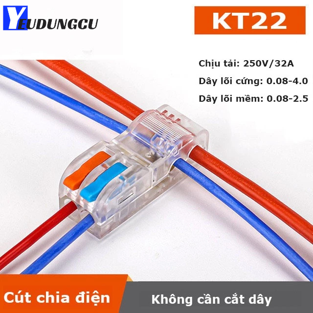 Cút nối dây điện nhanh không cần cắt dây KT22 KT24 KT11. Cút chia điện ...