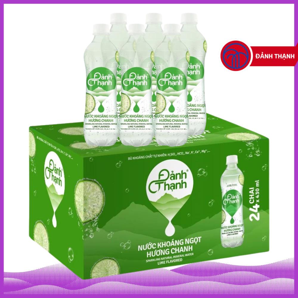 Thùng 24 Chai Nước Khoáng Ngọt Hương Chanh Có Gas Thiên Nhiên 430ml Đảnh Thạnh - Giàu và bổ sung ...