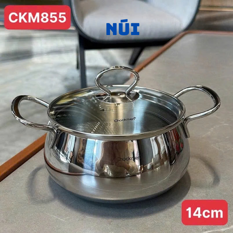 Nồi Táo Tai Đôi inox 18/10 Chockmen size 14cm CKM855, Dung tích 1,5L, Phù hợp mọi loại bếp ...