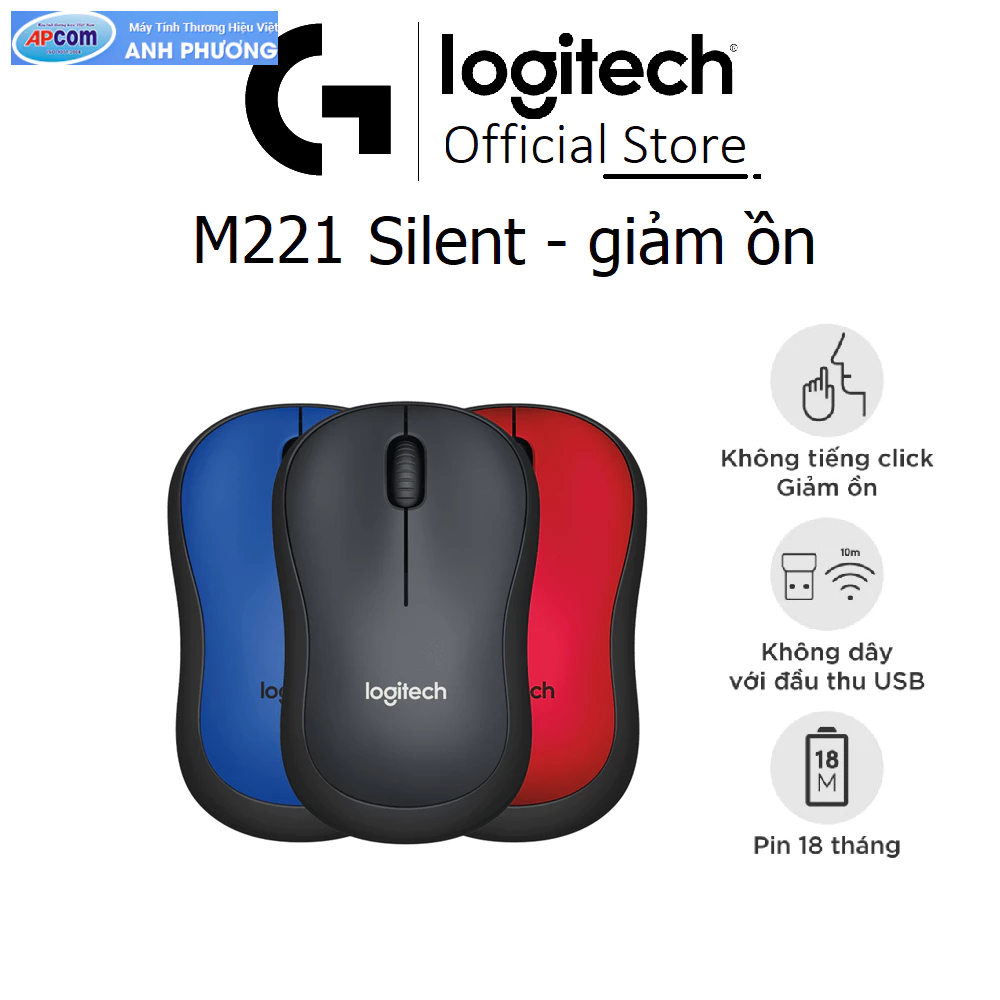 Chuột không dây Logitech Quang M221 (silent) - Chính hãng | Shopee Việt Nam