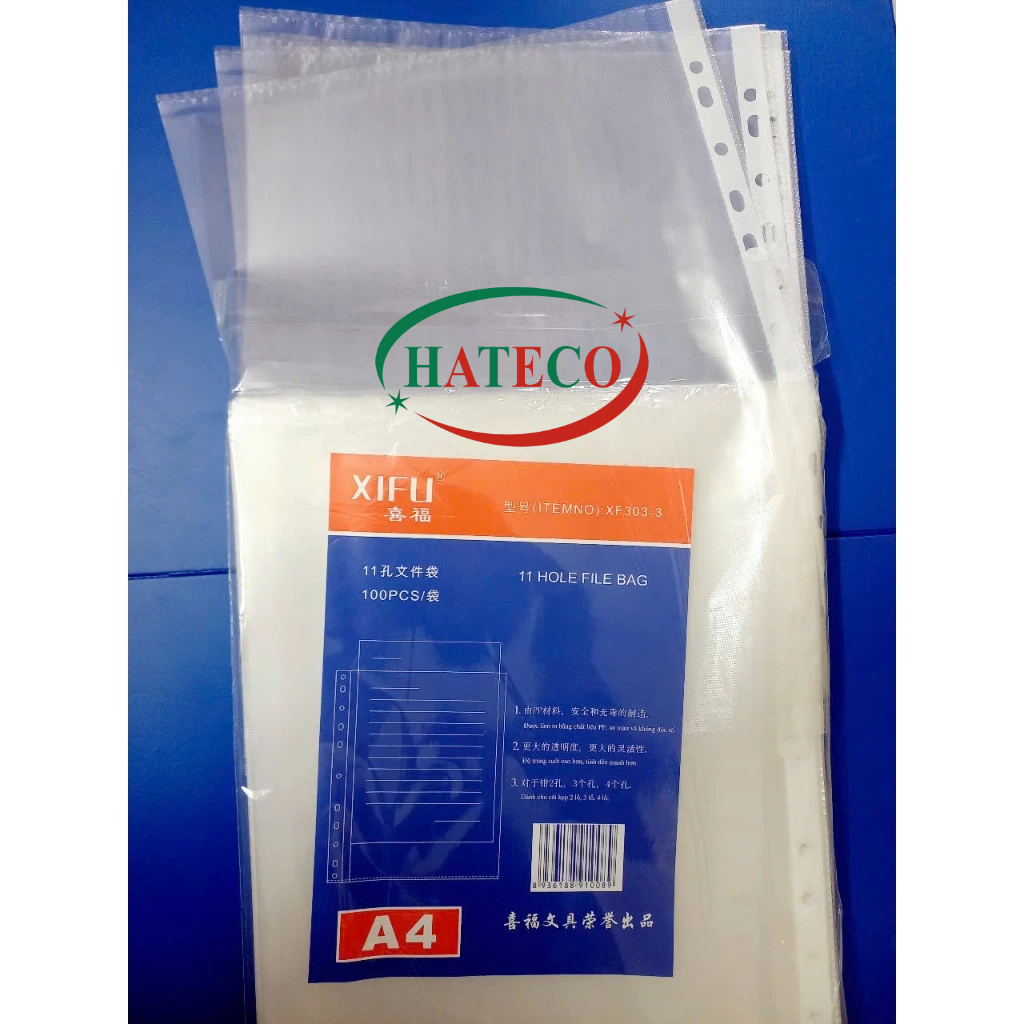 100 chiếc Sơ mi lỗ A4 Xifu xanh trung - Túi đục lỗ - File 11 lỗ ...