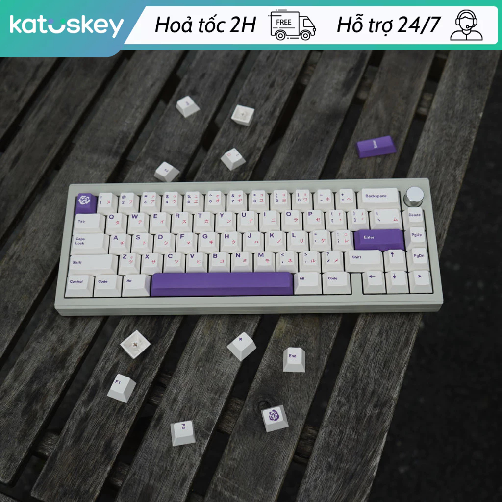 [HOẢ TỐC] Keycap CMK Purple Rose, Roze | 146 nút - nhựa PBT dày 1,5mm ...