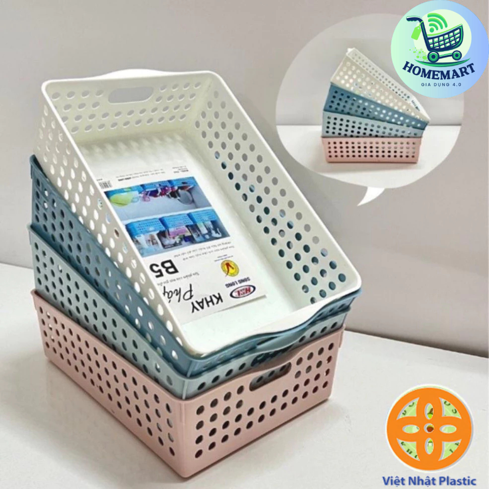 khay nhựa chữ nhật đựng tài liệu A4, B5 để đồ dùng học tập, rổ nhựa đa ...