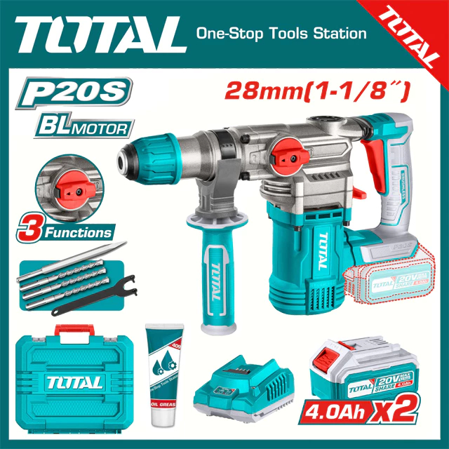 Máy khoan đục bê tông 3 chức năng dùng pin 20V Total TRHLI202882 Brushless | Shopee Việt Nam