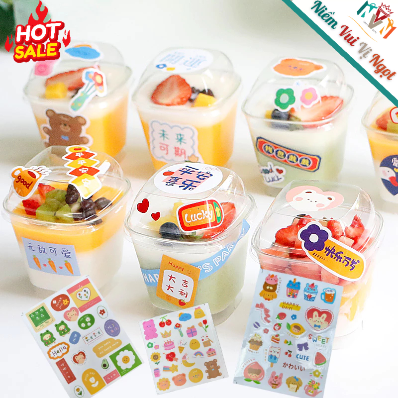 Tem dán hoạt hình dễ thương, Tem dán Hộp Túi Ly cute, Tem dán đủ loại ...