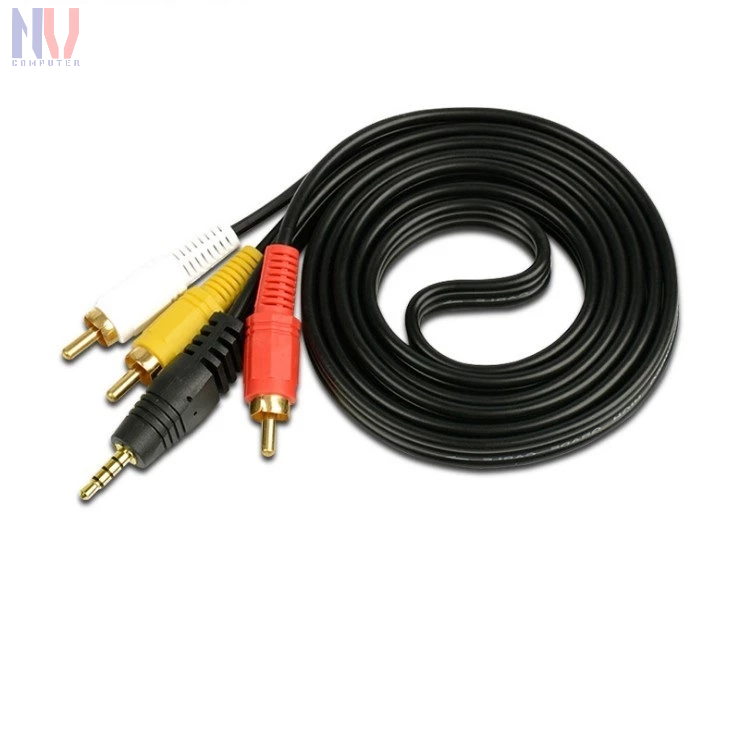 Combo 2 Dây cáp AV đầu 3.5mm ra 3 đầu hoa sen 3RCA dùng cho TV, đầu DVD ...