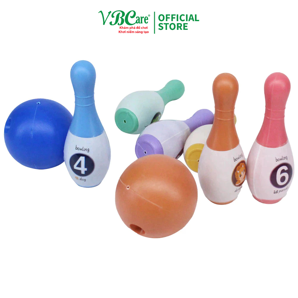 Bộ đồ chơi bowling gồm 6 chai bowling, 2 banh giúp phát triển thể chất ...