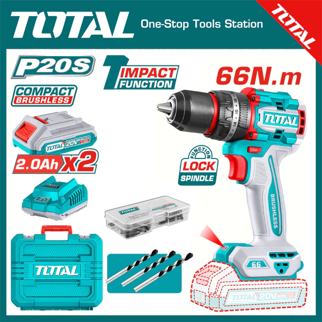 Máy khoan búa dùng pin 20V Total TIDLI20668 ( Động Cơ Không Chổi Than ...