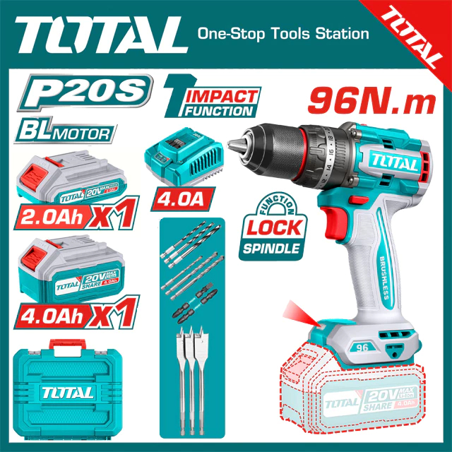 Máy khoan búa dùng pin 20V Total TIDLI20968 ( Động Cơ Không Chổi Than ...