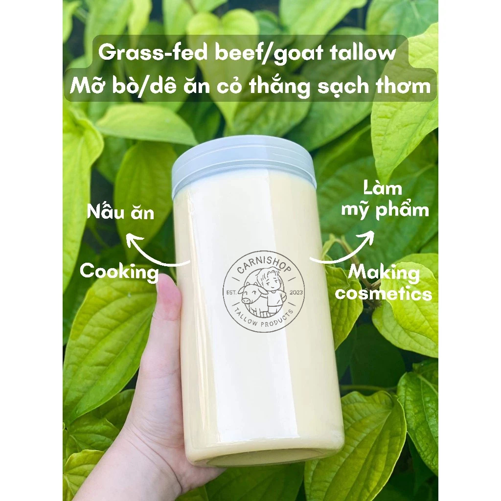 [Quà tặng: Son dưỡng giá 1k] Grass-fed beef/goat tallow - Mỡ bò/dê ăn ...
