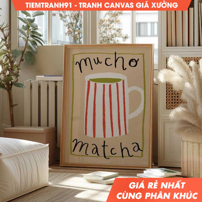 Tranh treo tường ,Mucho Matcha , Matcha Coffee Poster, Kitchen Wall Art ...