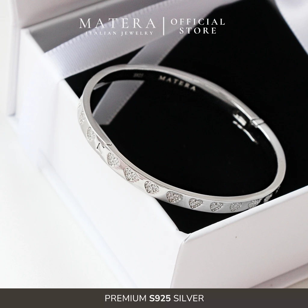 [New Arrivals] Lắc tay bạc nữ 𝐌𝐚𝐭𝐞𝐫𝐚 𝐀𝐝𝐨𝐫𝐞 𝐂𝐮𝐟𝐟 S925 kiềng tay bạc nguyên khối khắc trái tim ...