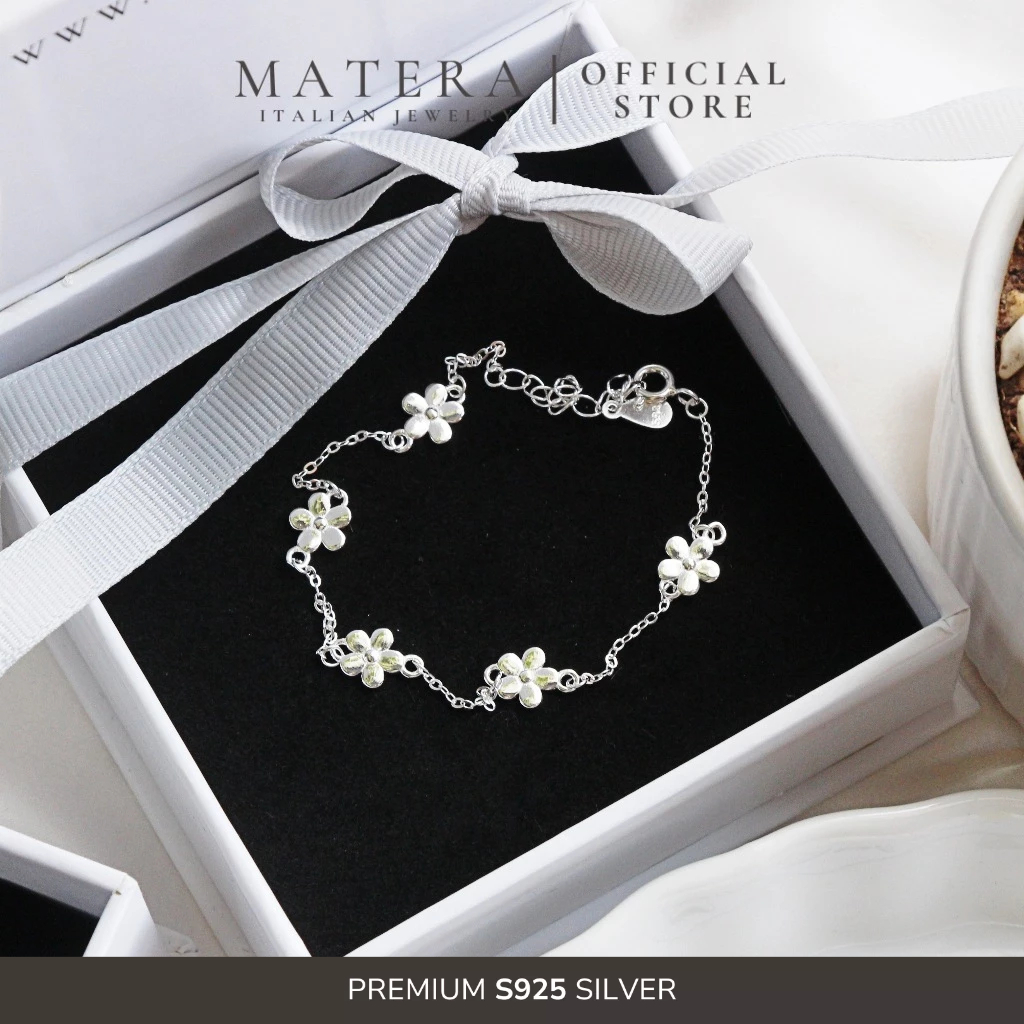 Lắc tay bạc nữ MATERA S925 𝑮𝒓𝒂𝒄𝒊𝒆 𝑭𝒍𝒐𝒓𝒂𝒍𝒔 vòng tay tiểu thư hoa nhí 5 cánh quà tặng bạn gái ...