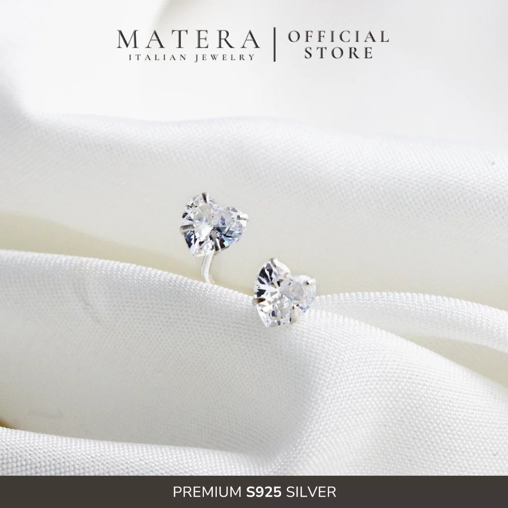 Bông tai bạc MATERA S925 đá trái tim basic chuôi bạc đính đá 5mm thanh lịch MBT18 | Shopee Việt Nam
