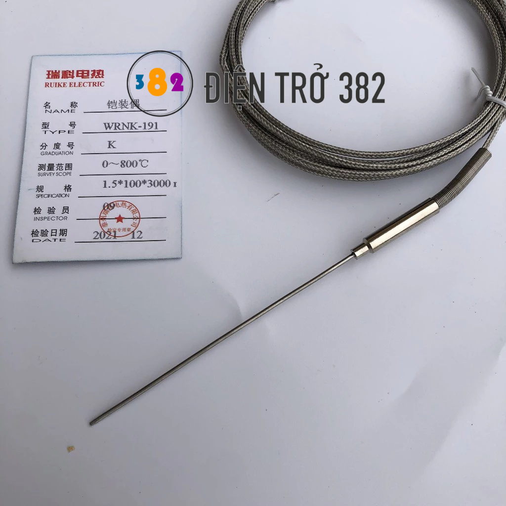 Dây cảm biến nhiệt đầu dò phi 1.5x100mm dây dài 2M, 3M. Can nhiệt K model WRNK-191 chất lượng ...