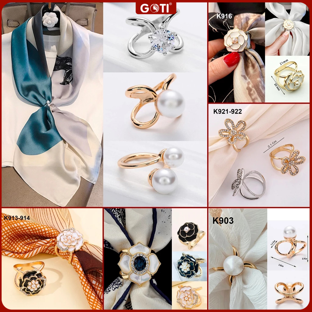 GOTI - Nút Thắt Khăn Quàng Cổ Lụa Khuy Khóa Cài Khăn Choàng Cổ Lụa Hình Chữ X Đính Hạt Lớn K903 ...