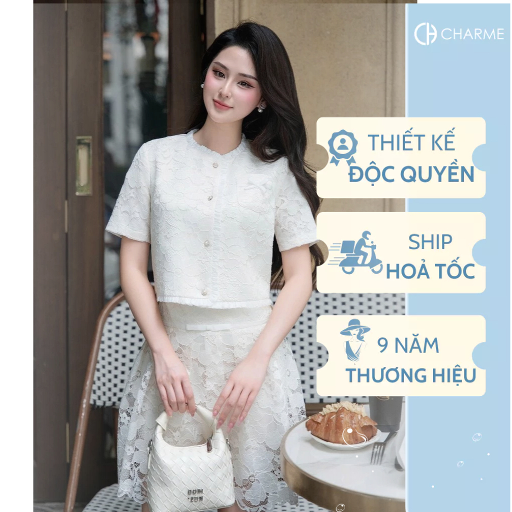 Set Nữ Cộc Tay Cổ Tròn Viền Ren Chất Liệu Cao Cấp Charme 409059 ...