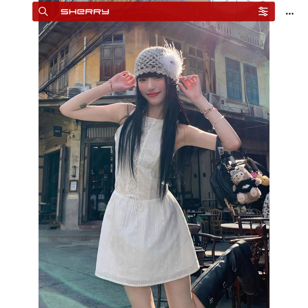 Đầm ba lỗ thêu hoa Sherry cổ điển, Đầm babydoll vintage phong cách Hàn Quốc D76 | Shopee Việt Nam